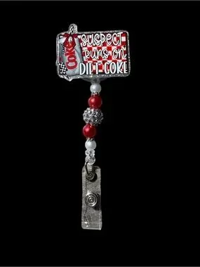 ct_werks | Accessories | Diet Coke Themed Red White Beaded Badge Reel ...